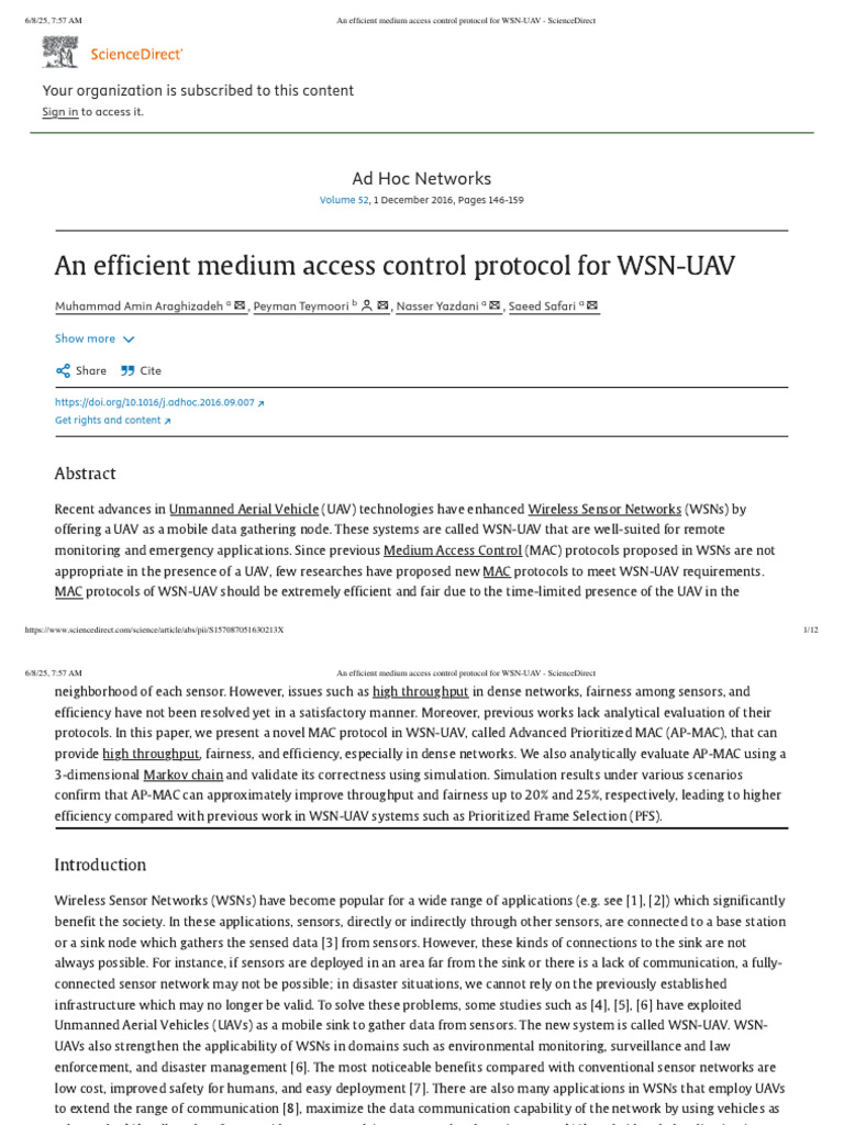An Efficient Medium Access Control Protocol For WSN-UAV - ScienceDirect | PDF | Wireless Sensor ...