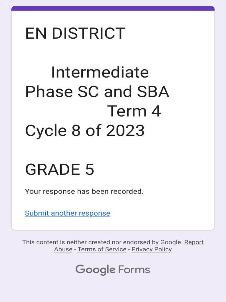En DISTRICT Intermediate Phase SC and SBA Term 4 | PDF