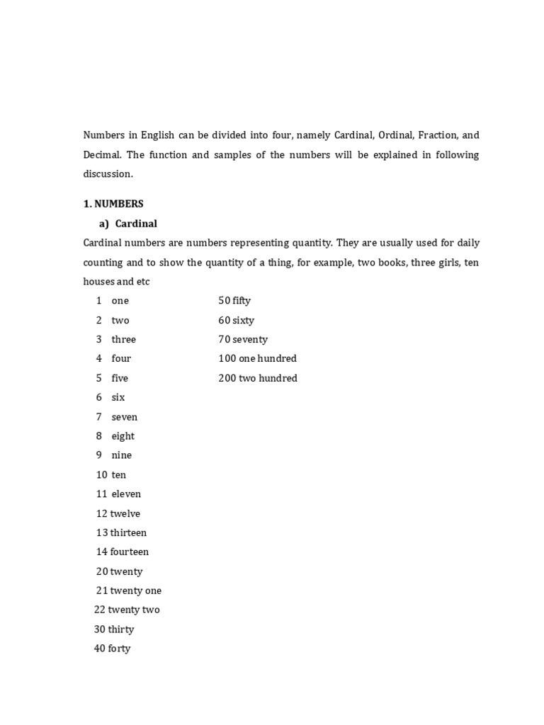 Numbers and Math Operation-1 | PDF