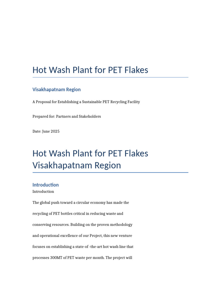 Polished Hot Wash Plant For PET Flakes | PDF | Economy And The Environment | Business Process