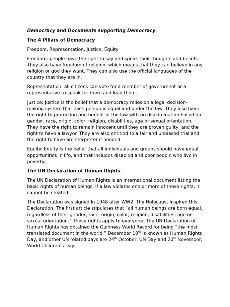 Democracy and Documents Supporting Democracy | PDF