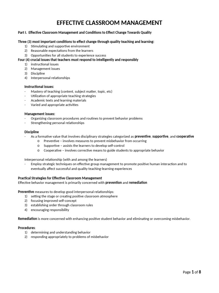 Effective Classroom Management | PDF | Classroom Management | Learning