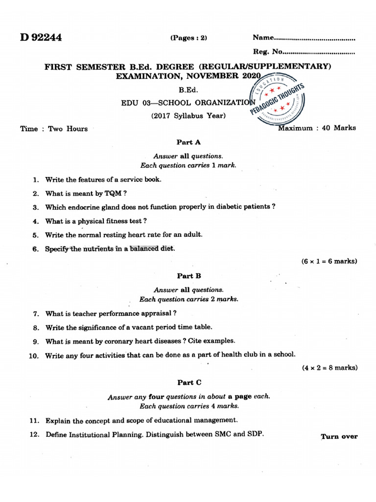 2020 1st Sem School Organisation | PDF