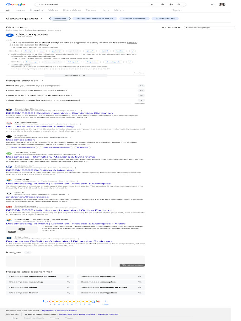 Decompose - Google Search | PDF | Decomposition | Chemical Substances