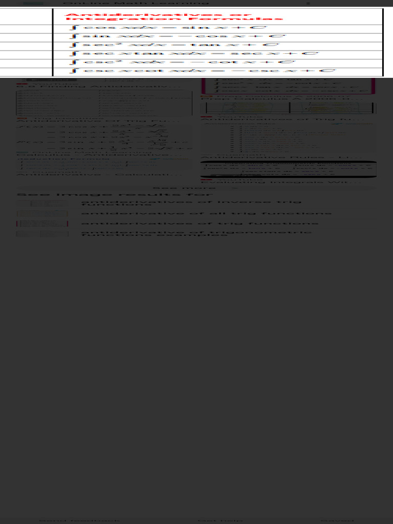 Antiderivative of Trigonometric Functions - Google Search | PDF
