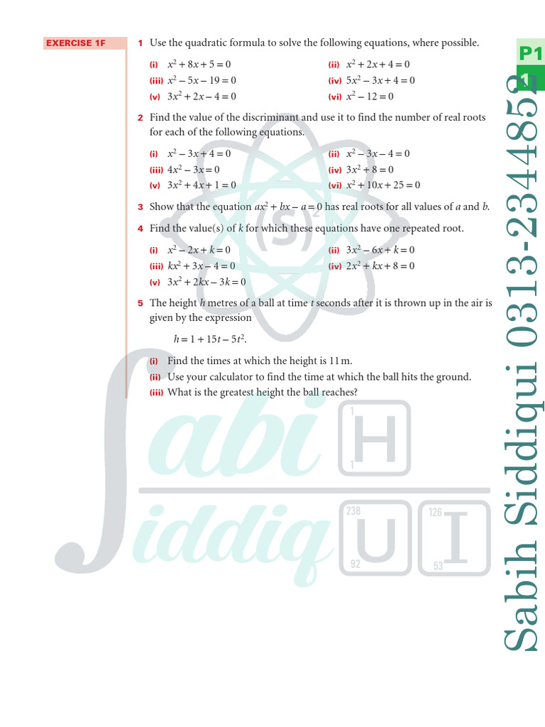 Discriminant Exercise Alevel Pure Maths 1 | PDF | Quadratic Equation ...