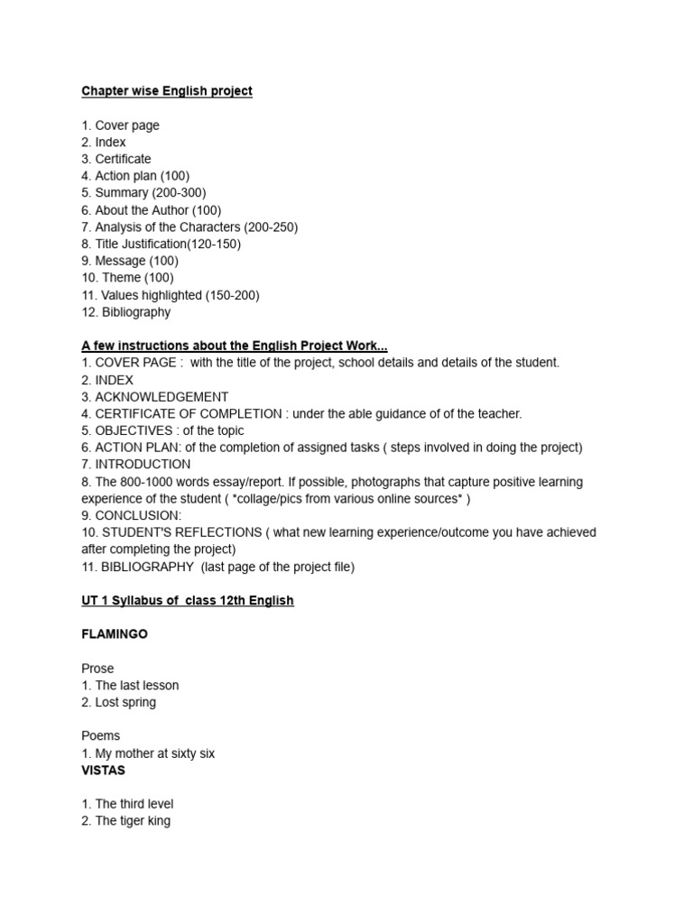 Holiday Homework Class 12th English | PDF