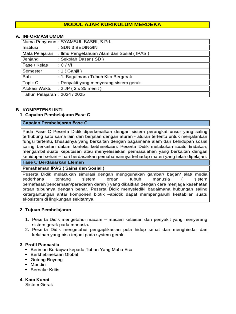 MODUL AJAR Observasi PMM | PDF