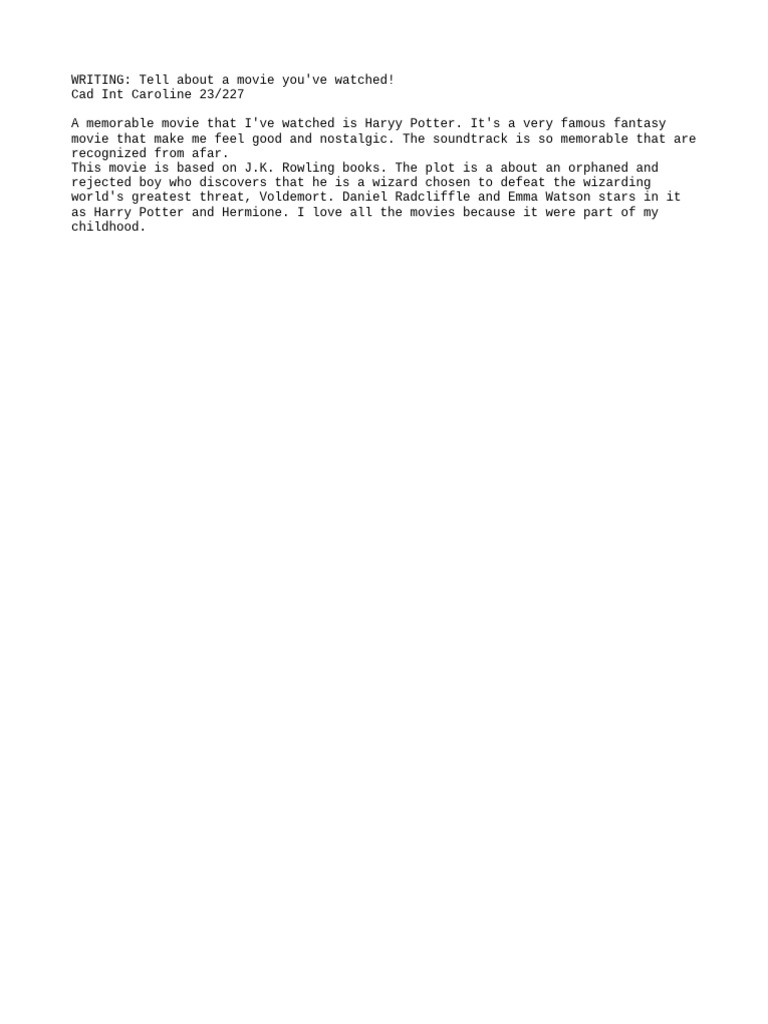 Writing Movie | PDF