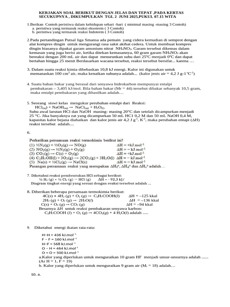 Latihan Soal Xi 2025 | PDF