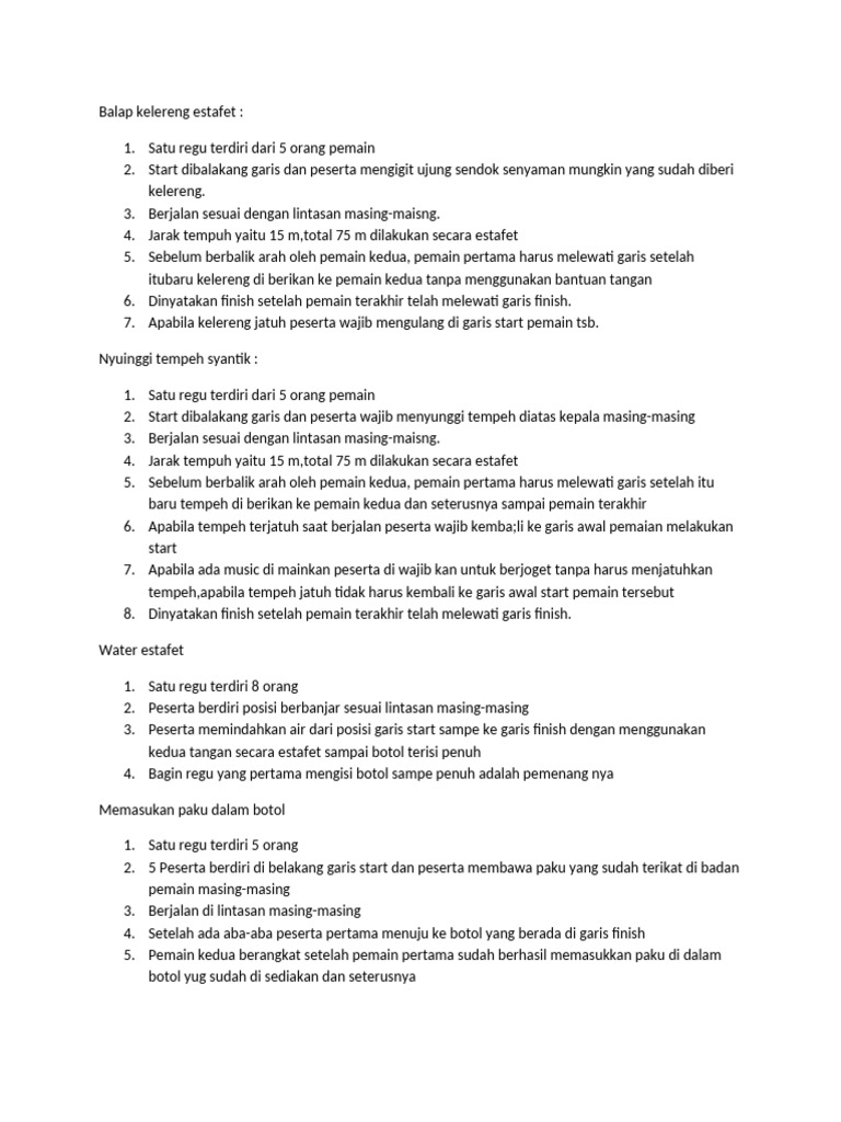 Lomba Hut Ri Komplex | PDF