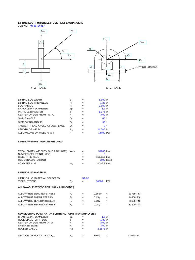 Lifting Lug On Spreader | PDF | Stress (Mechanics) | Physical Sciences