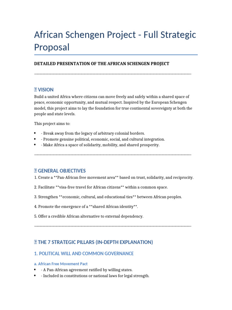 African Schengen Project Strategic Proposal | PDF