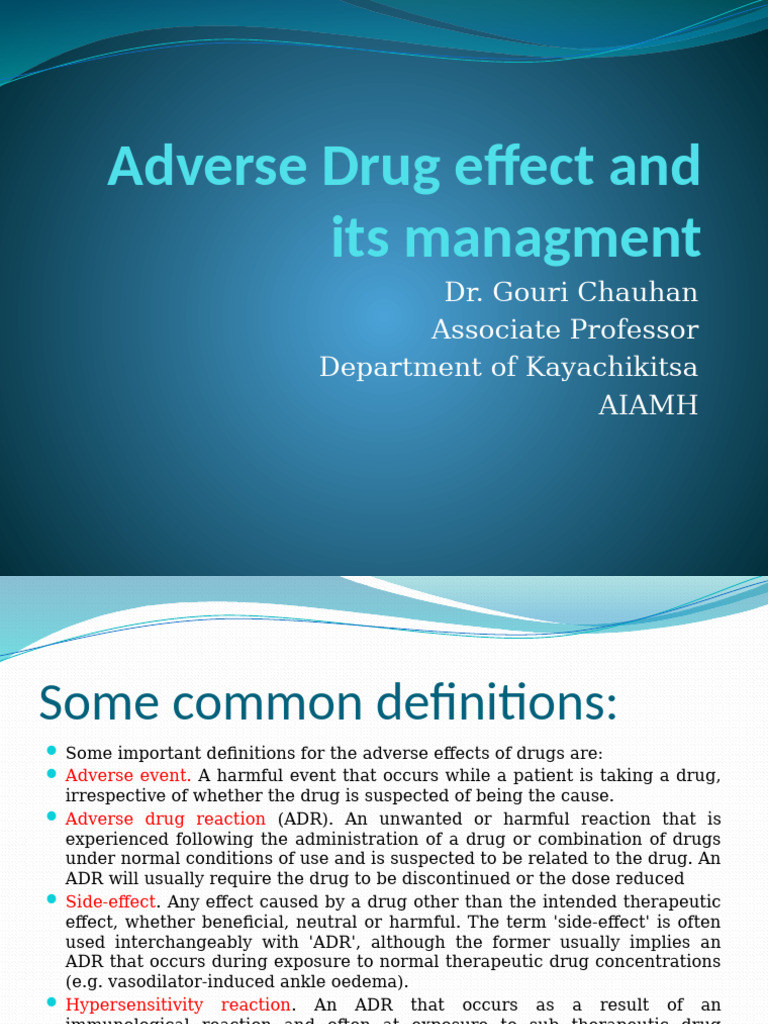 Managing Adverse Drug Reactions | PDF | Medical Prescription | Medical ...