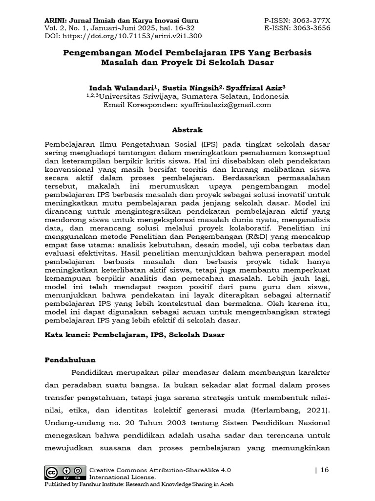 Model Pembelajaran IPS Berbasis Masalah dan Proyek | PDF