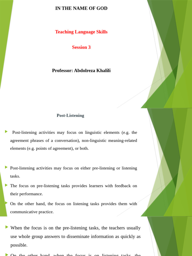 Session 3 Teaching Language Skills | PDF | Learning | Reading Comprehension