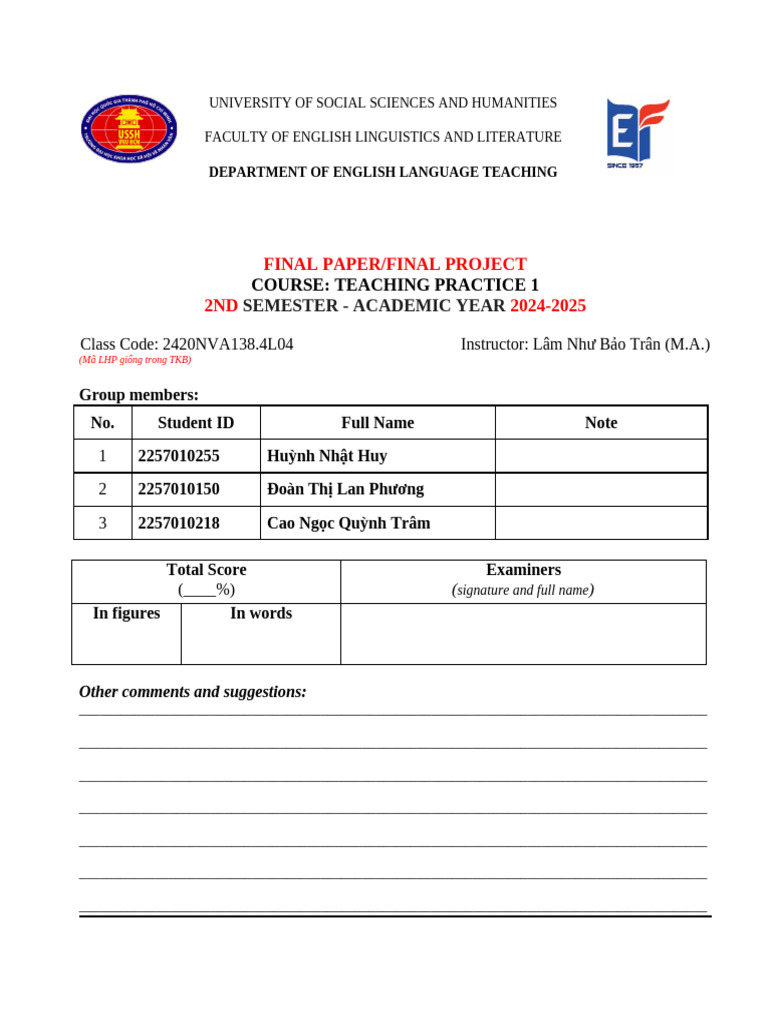 27 - 2257010255 - Huynh Nhat Huy - 2420nva138.4l03 | PDF | Vocabulary | Linguistics