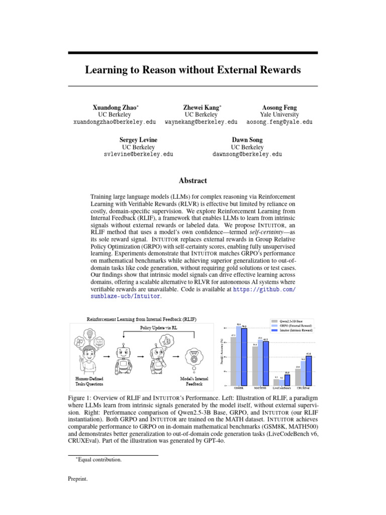 Learning To Reason Withou External Rewards | PDF | Applied Mathematics ...