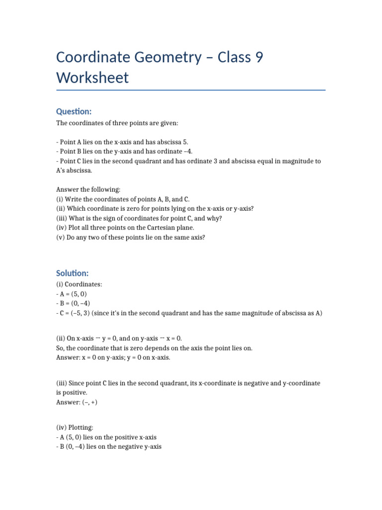 Coordinate Geometry Question and Solution | PDF
