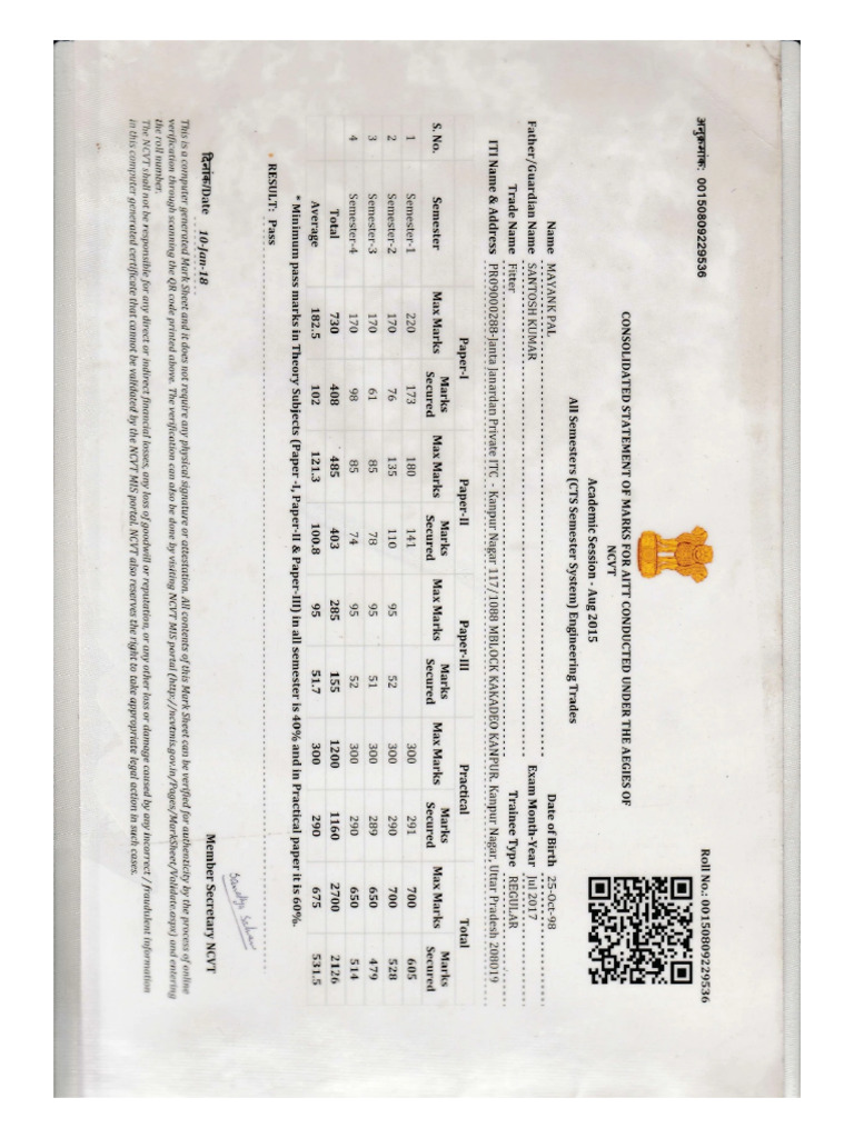 Iti Marksheet Pages 1-1 - Flip PDF Download - FlipHTML5 | PDF