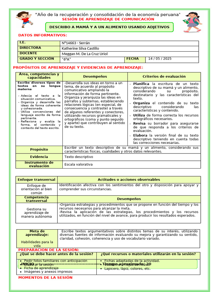 Ses-Mierc-Comun-Describo A Mi Familia Usando Adjetivos 140525 | PDF ...