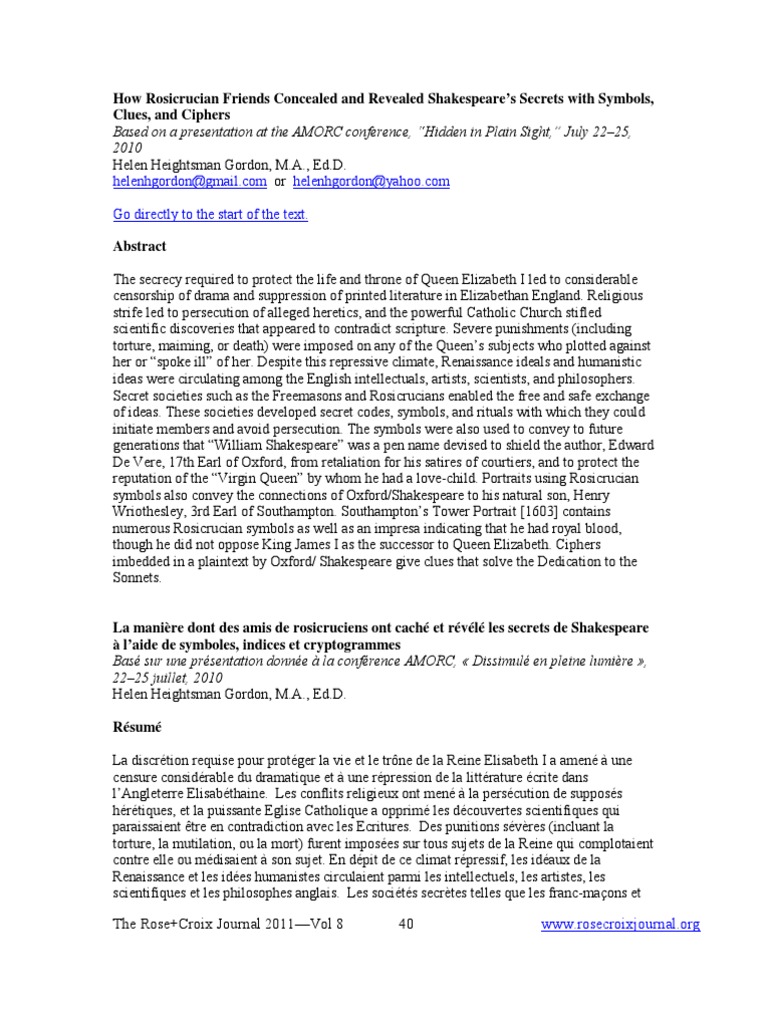 Shakespeare's Rosicrucian Symbols, Clues & Ciphers | PDF | Shakespeare ...