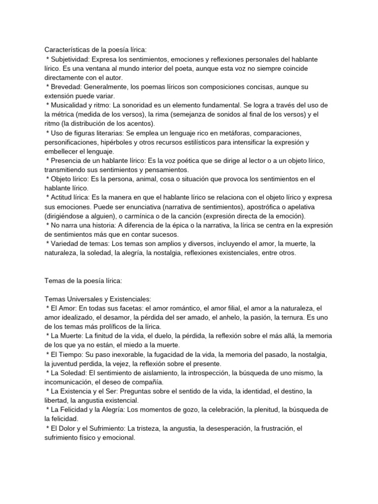 Características de La Poesía Lírica | PDF | Poesía | Las artes