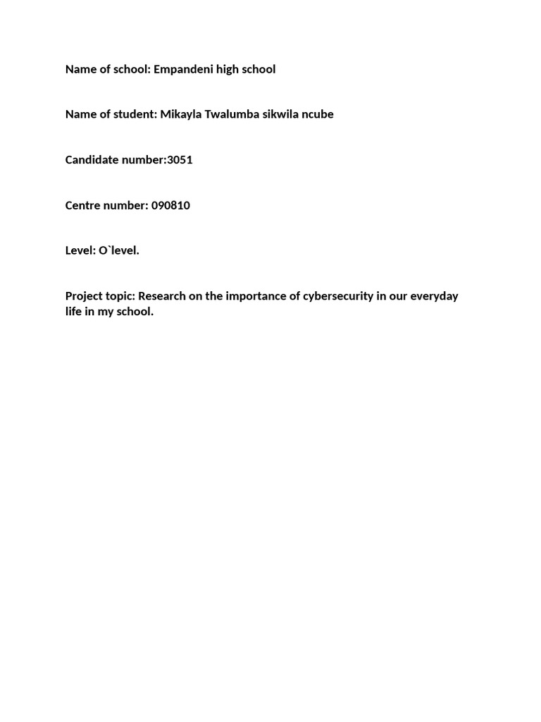 Comp Sciee Proj2 Mikayla Ncube | PDF | Computer Security | Security