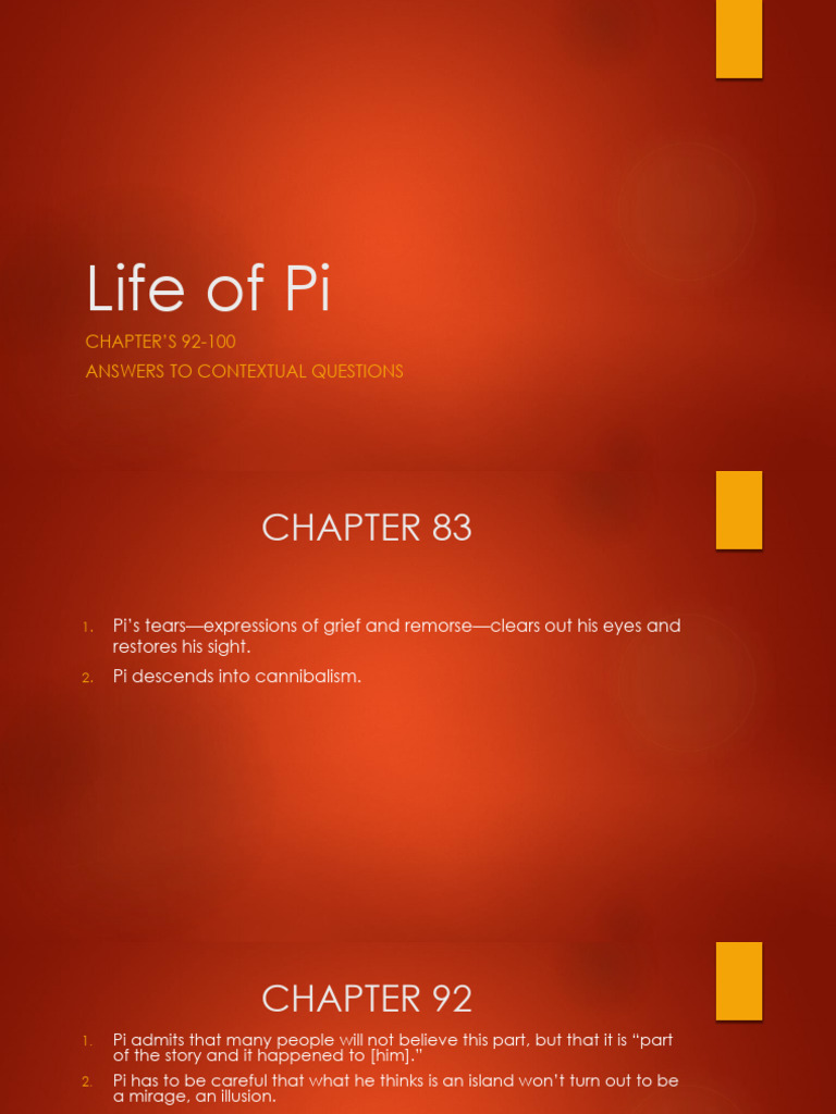 Life of Pi - Chapter 92-100 Answers | PDF
