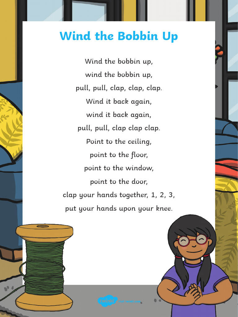 Wind The Bobbin Up Nursery Rhyme Poster | PDF