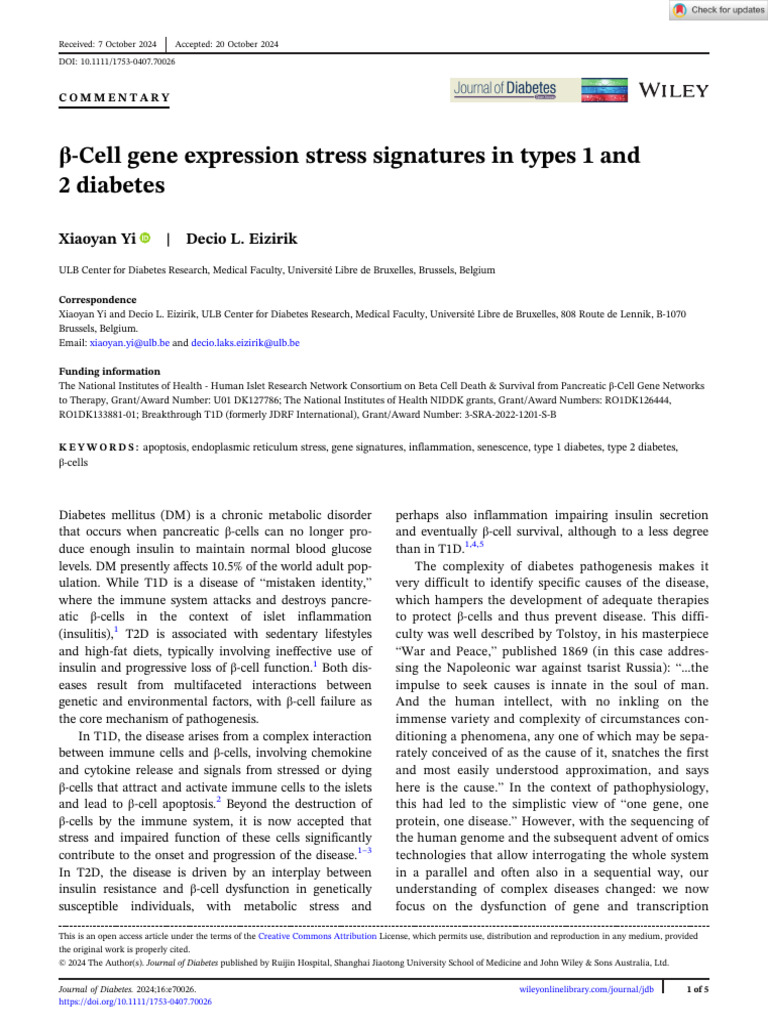 Journal of Diabetes - 2024 - Yi - Cell Gene Expression Stress ...
