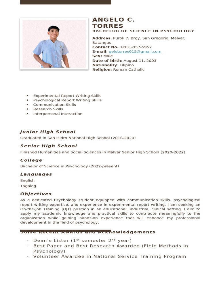 Resume Ni Gelo | PDF