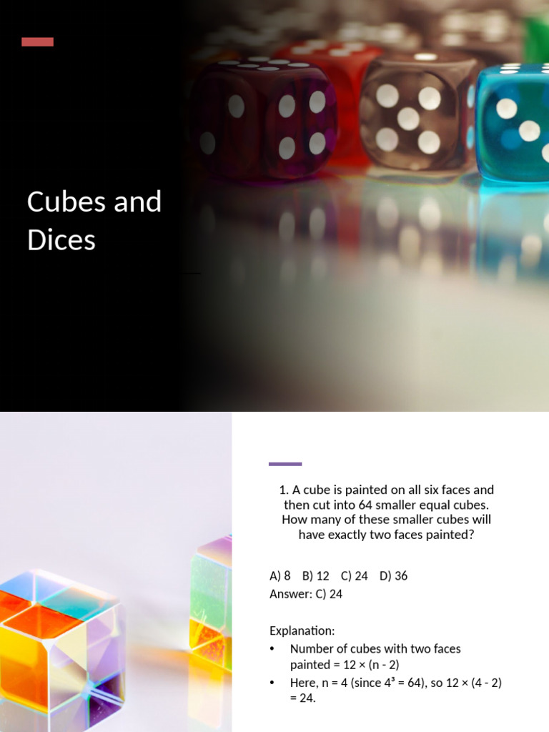 Cubes and Dices Aptitude Questions | PDF