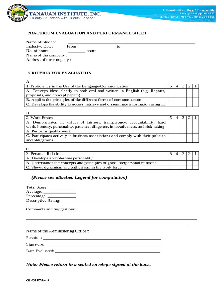 CE 401 FORM 5 Evaluation | PDF | Communication | Human Communication