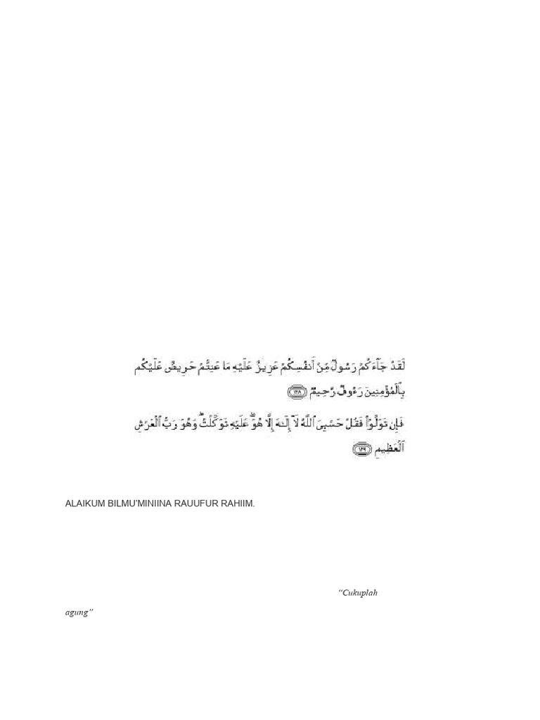Fadhilah Dua Ayat Terakhir At-Taubah | PDF