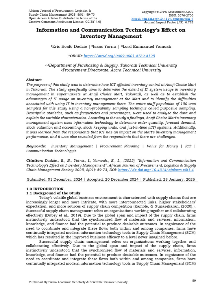 ICT's Impact on Inventory Management | PDF | Inventory | Supply Chain ...