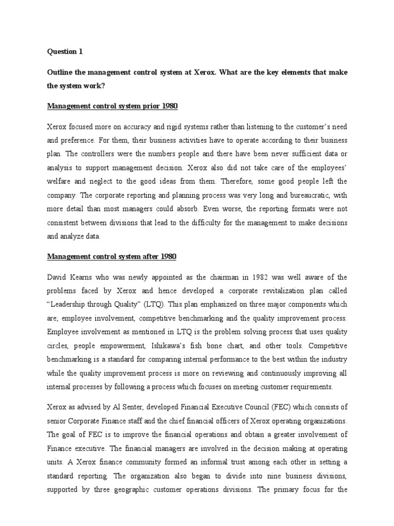 Report Xerox 1 | PDF | Business Process | Strategic Management