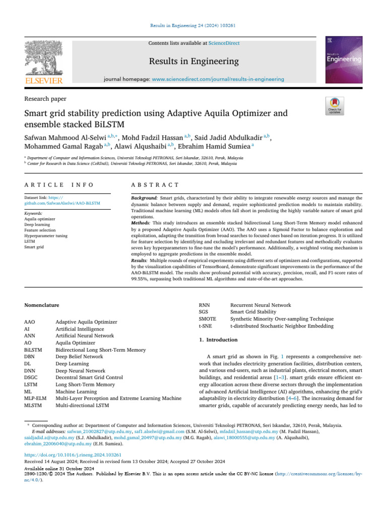 Smart Grid Stability Prediction Using Adaptive Aquila Optimizer and | PDF | Deep Learning ...