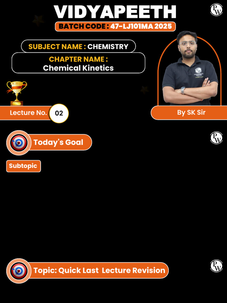 Lec 02 Chem 12th JEE EM Panel April (SK Sir) | PDF | Reaction Rate ...