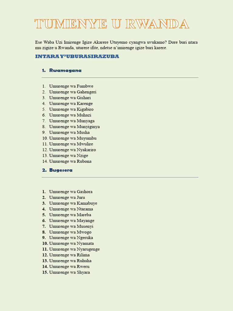 Tumenye U Rwanda | PDF