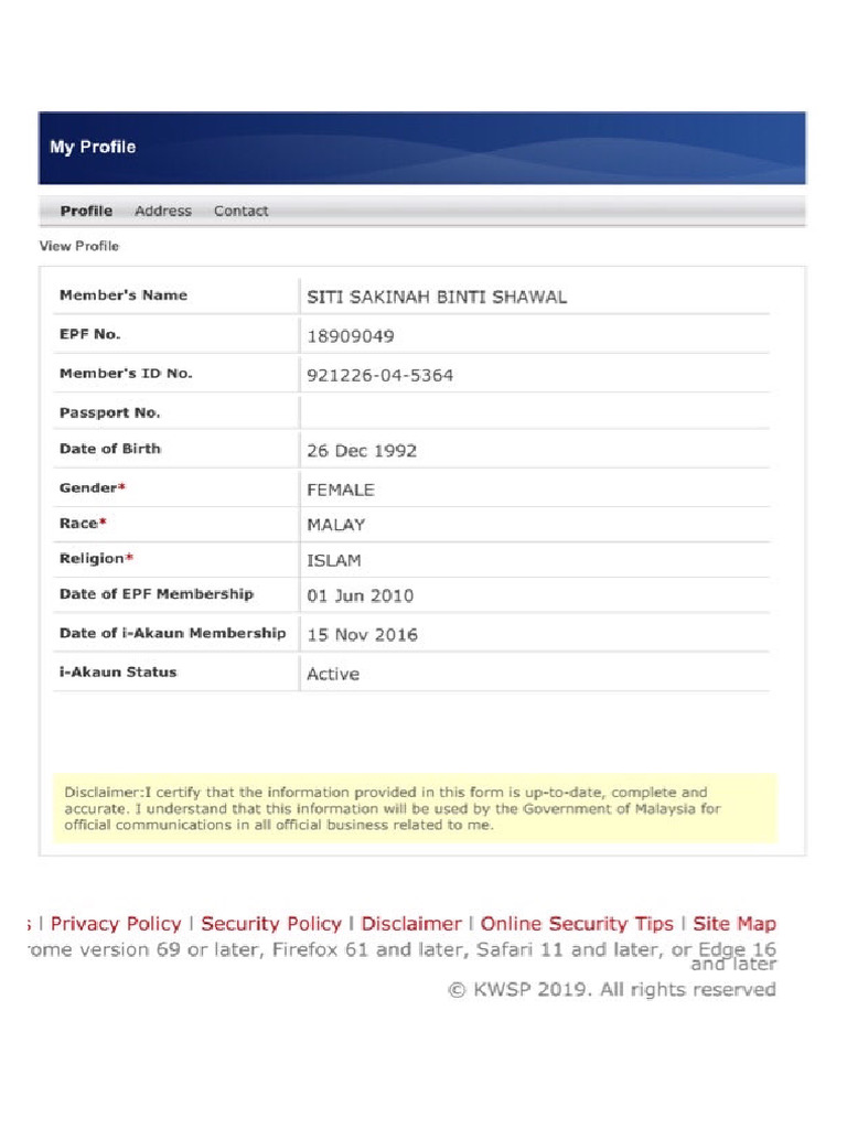 KWSP Statement | PDF
