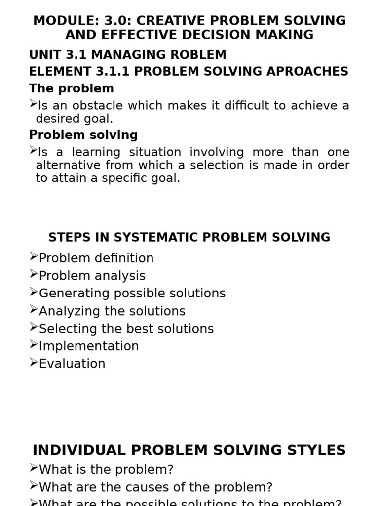 Life Skills: Problem Solving & Decision Making | PDF | Emotions ...