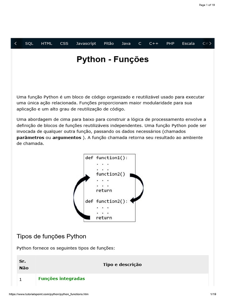 1 - Visão Geral Das Funções Python | PDF | Python (linguagem de ...