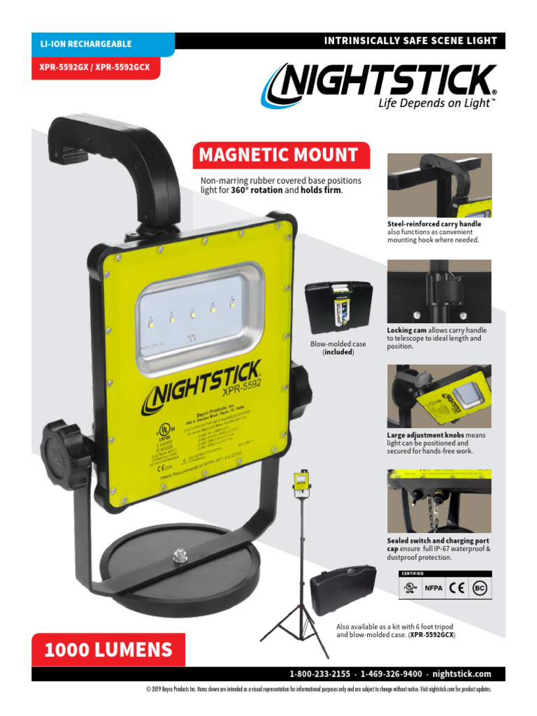 Intrinsically Safe Work Area Lights | PDF | Rechargeable Battery ...