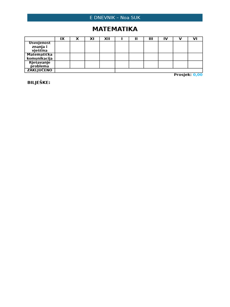 E Dnevnik - Matematika - Noa Suk | PDF