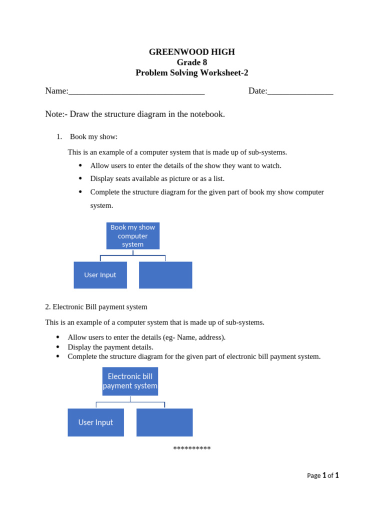 Problem Solving Worksheet 2 | PDF