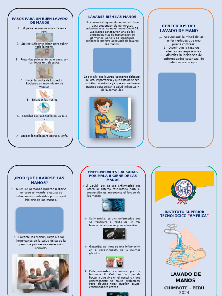 Triptico Del Lavado de Manos 3 | PDF | Lavado de manos | Higiene