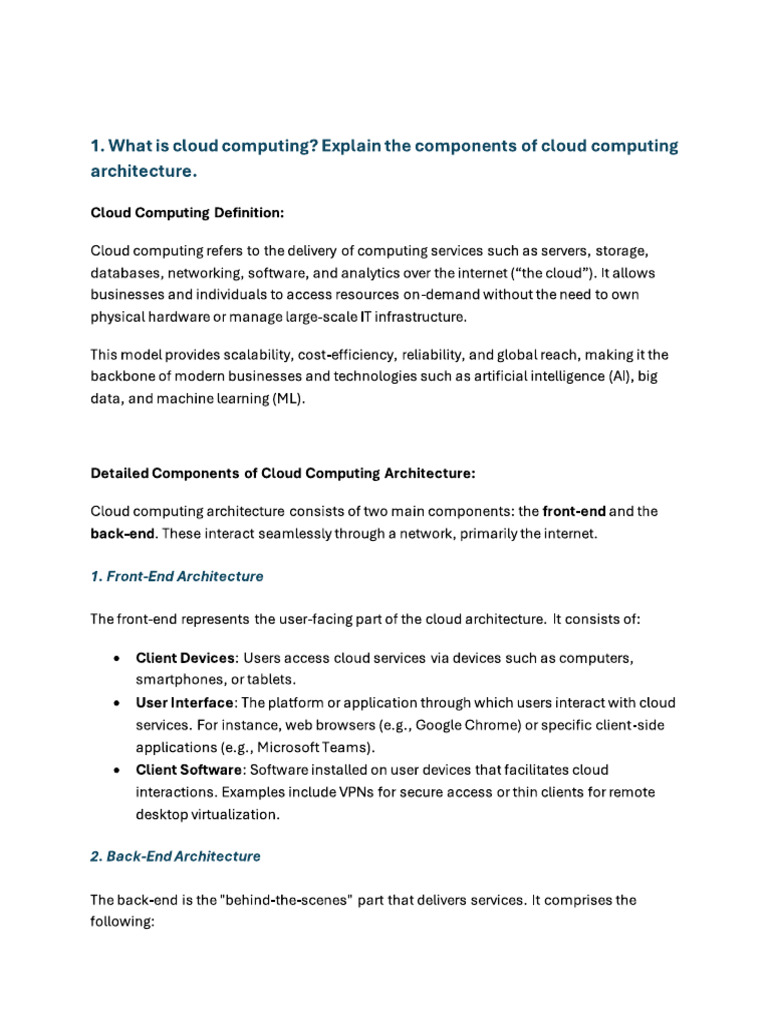 Solution of Cloud Computing Questions | PDF