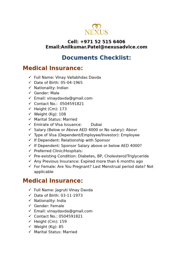 Insurance Checklist | PDF