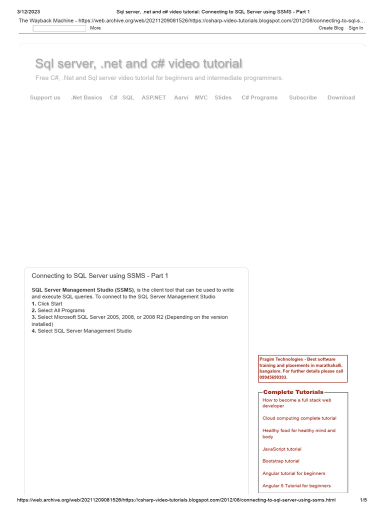 1 Connecting To SQL Server | PDF | Microsoft Sql Server | Language Integrated Query